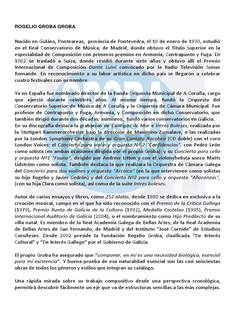 Biografía de Rogelio Groba Groba | PDF | Autor | Science