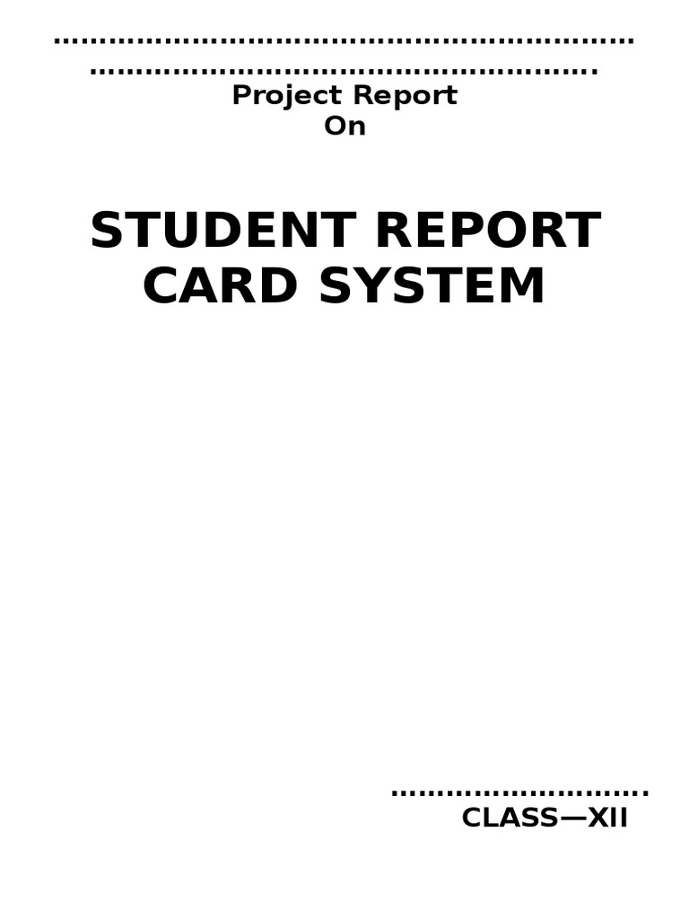 Student Report Card System Project | PDF | Software | Computing