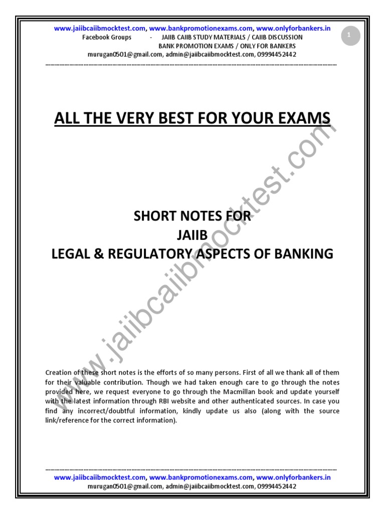 JAIIB-LRAB-Short Notes by Murugan | PDF | Partnership | Trust Law