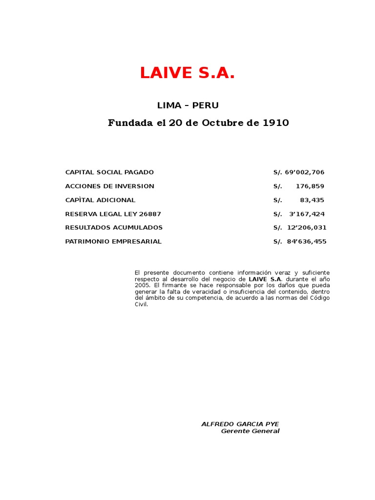 Laive | PDF | Lima | Dividendo