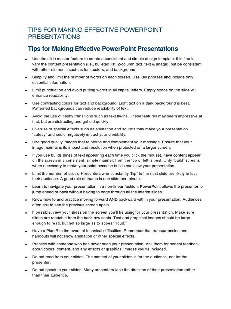 Tips For Making Effective Powerpoint Presentations | PDF | Typefaces ...
