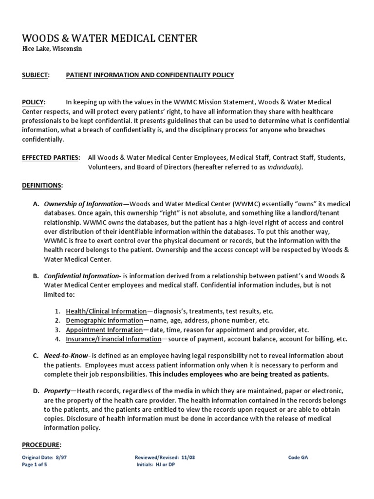 Patient Information and Confidentiality Assignment 1 | PDF ...