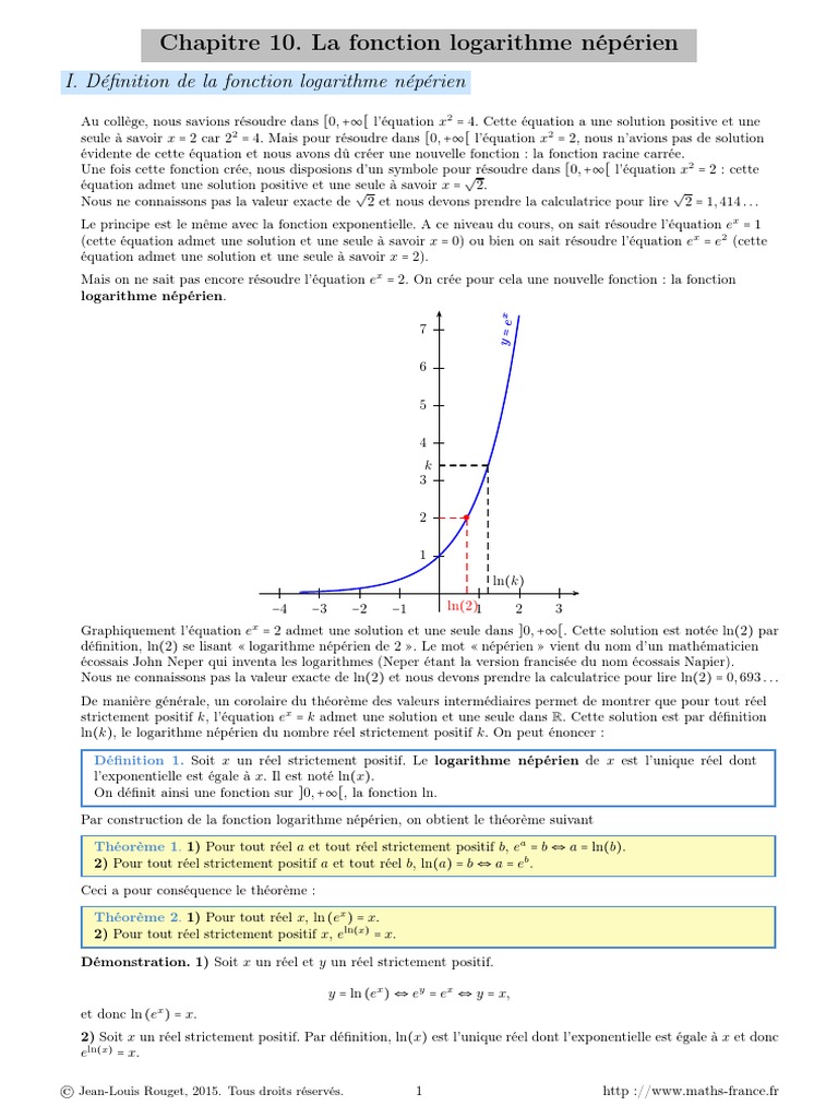 10 Logarithme Neperien | PDF | Fonction exponentielle | Concepts mathématiques
