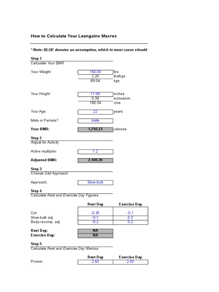 How To Calculate Your Leangains Macros and Microsa | PDF | Egg White ...