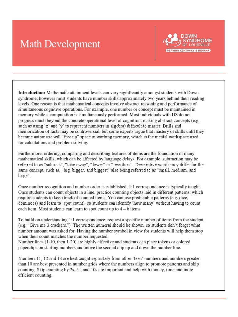 Math Development: Introduction: Mathematic Attainment Levels Can Vary ...