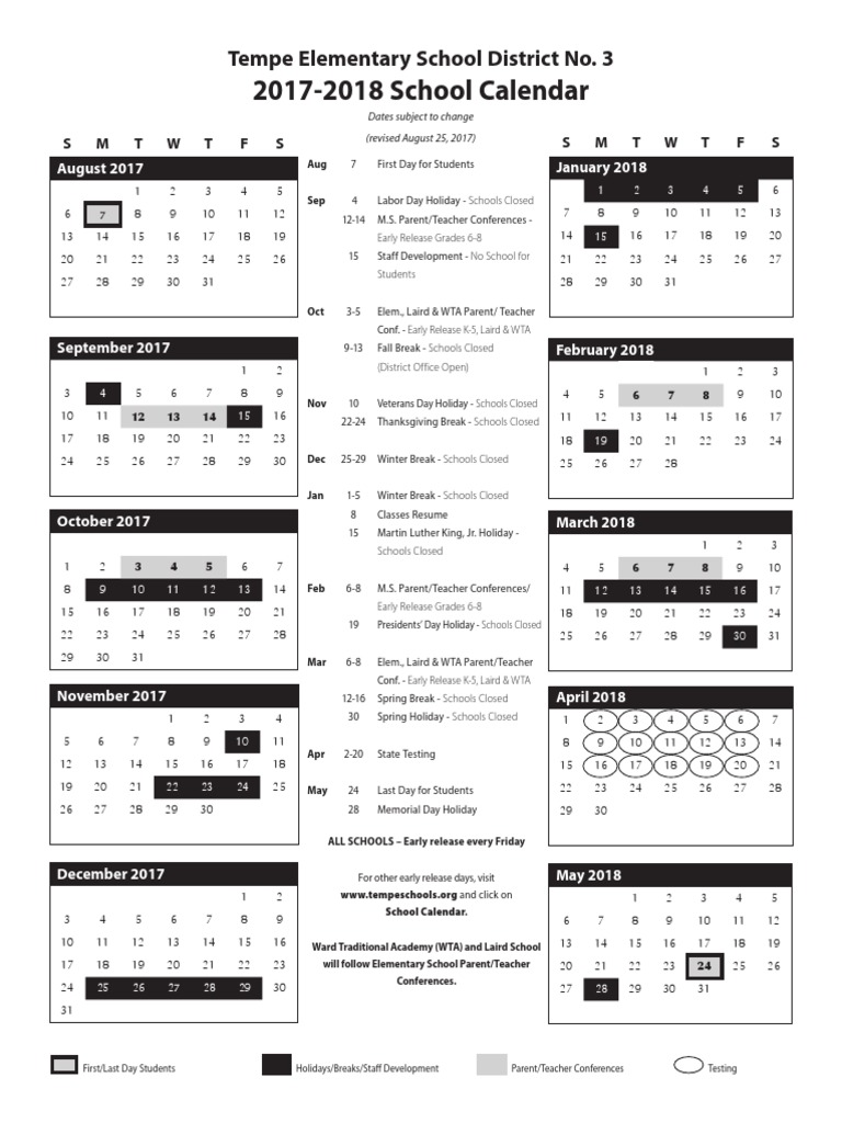 Schoolcalendar 20172018 Engl | PDF | Observances | Holidays