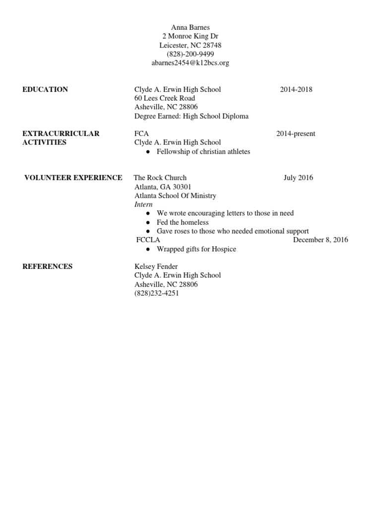 Anna Barnes Resume and Experience | PDF