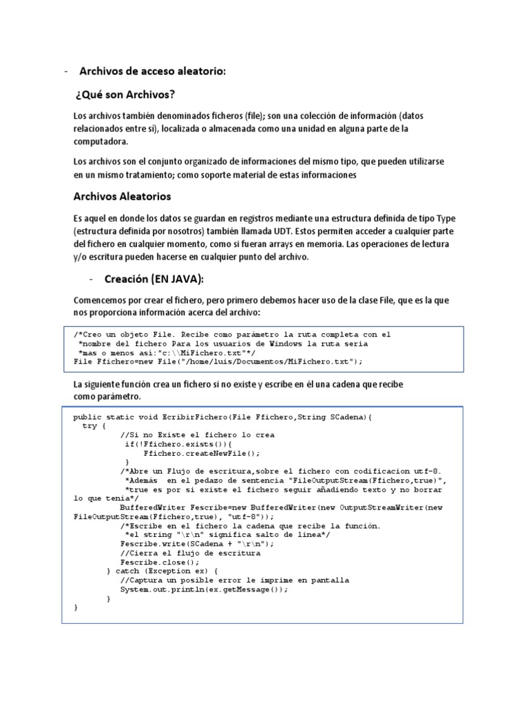 Archivos de Acceso Aleatorio | PDF | Archivo de computadora | Datos de computadora