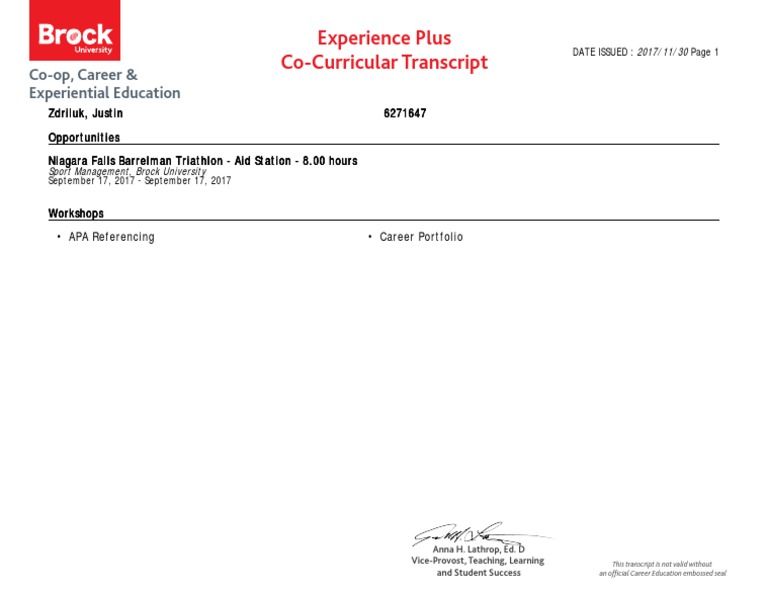 Co-Curricular Transcript Overview | PDF