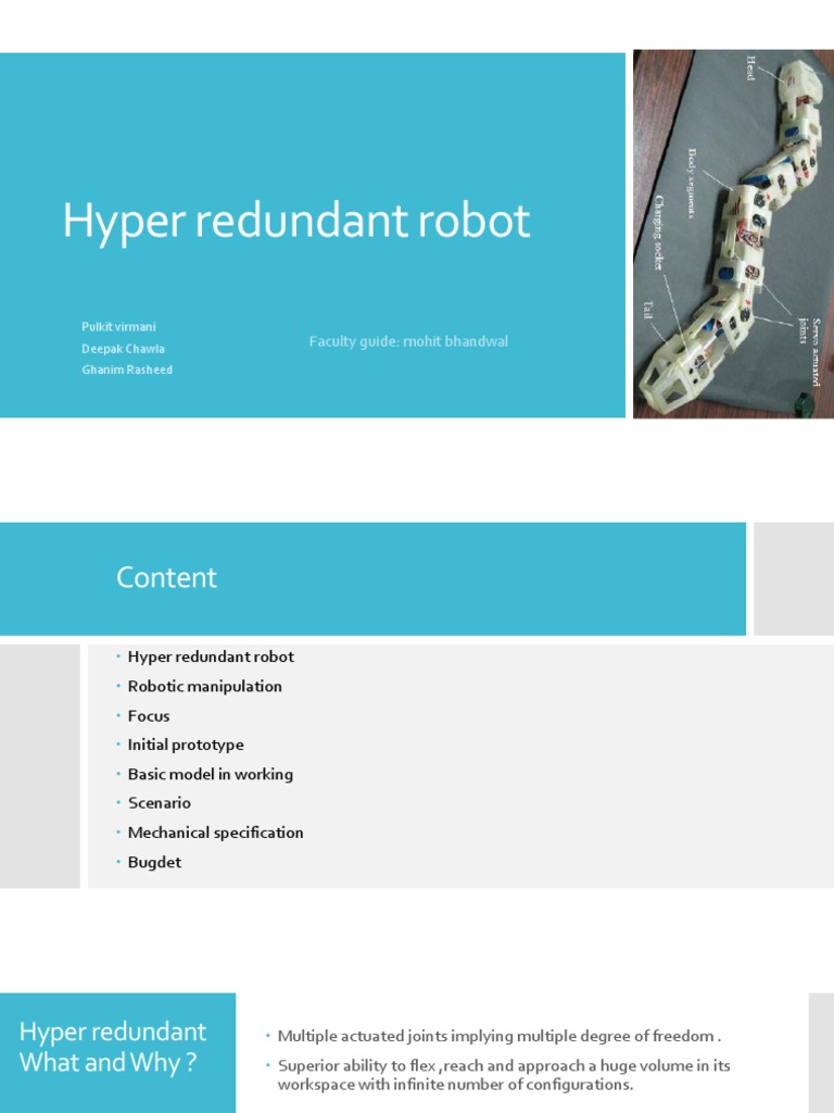 Hyper Redundant Robot Overview | PDF