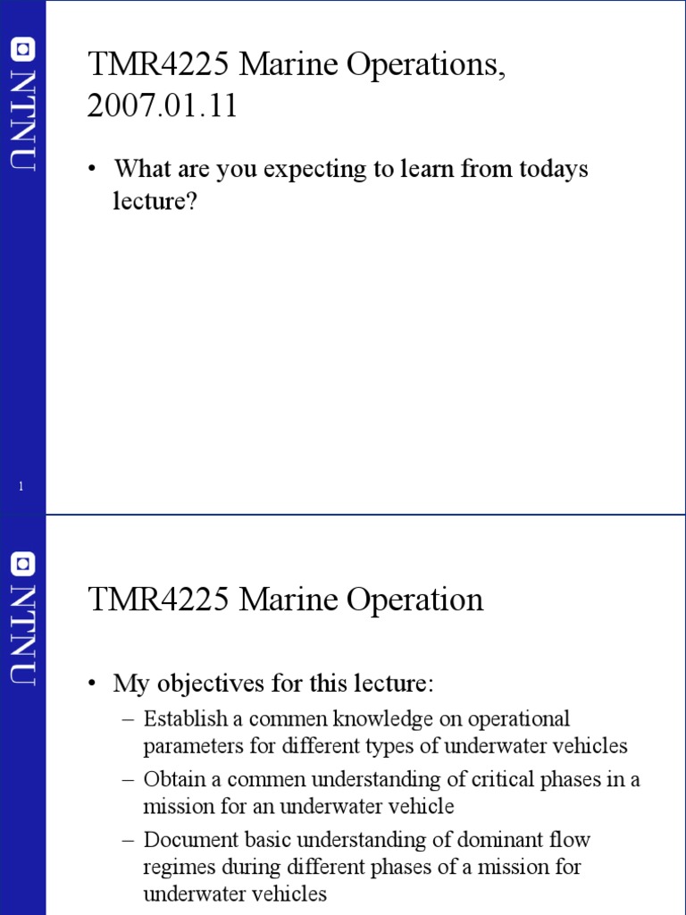 Lecture 2007 01 11 | PDF | Subsea (Technology) | Submarines
