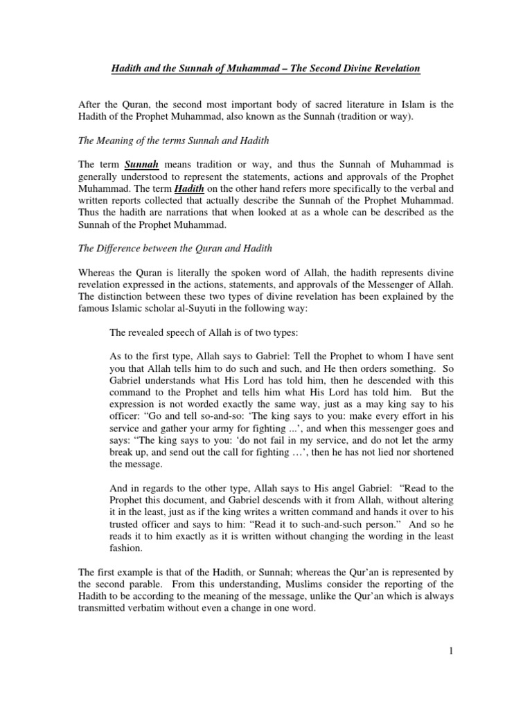 Hadith and Sunnah of Muhammad (History) - Second Divine Revelation ...
