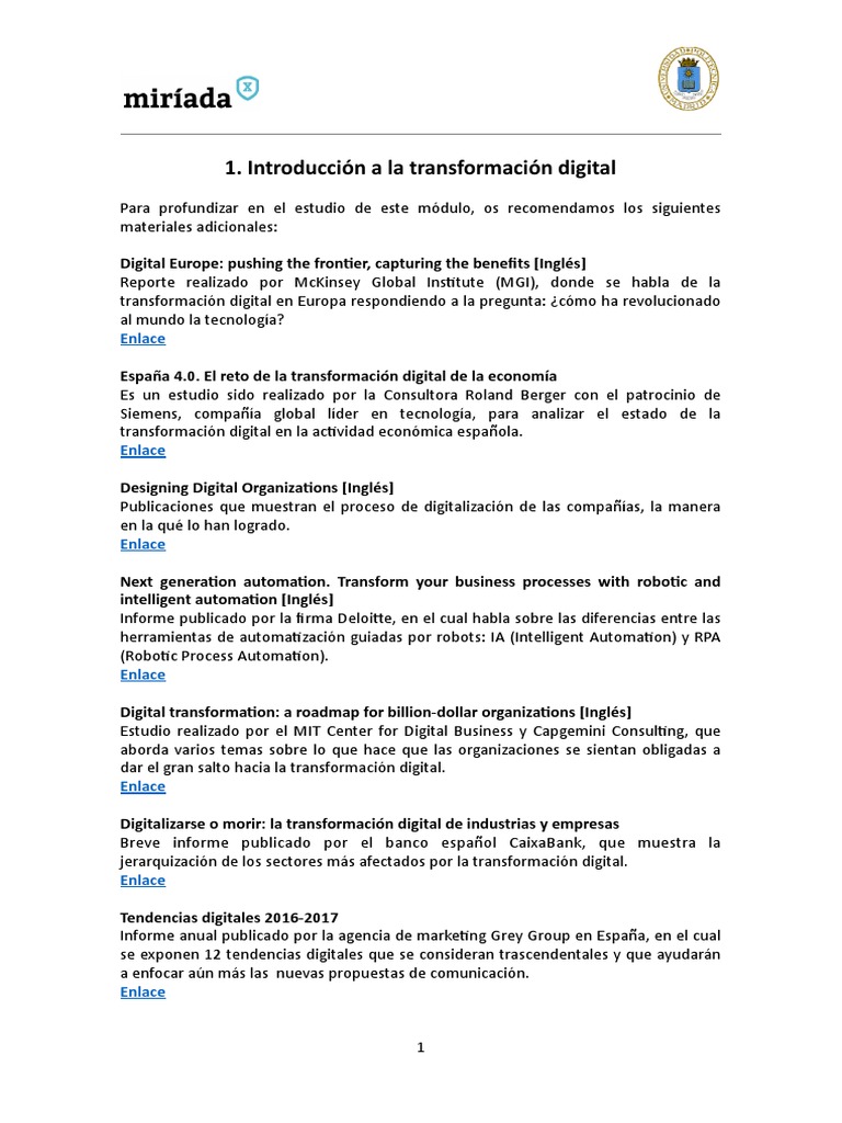 Introducción A La Transformación Digital | PDF | Science | Ciencia y ...