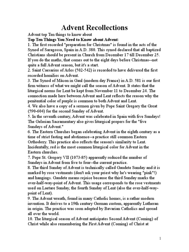 Advent Recollections | PDF | Advent | Second Coming