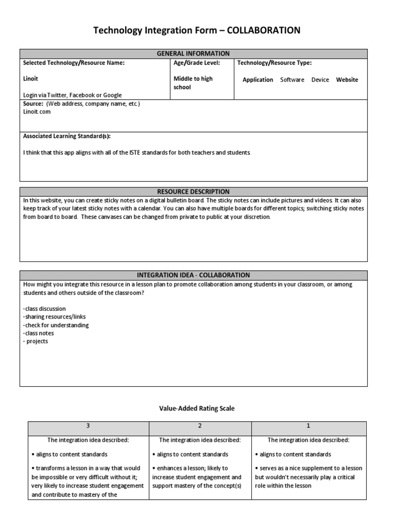 Tel 311 Technology Integration Template-Collaboration | PDF | Cognition | Communication