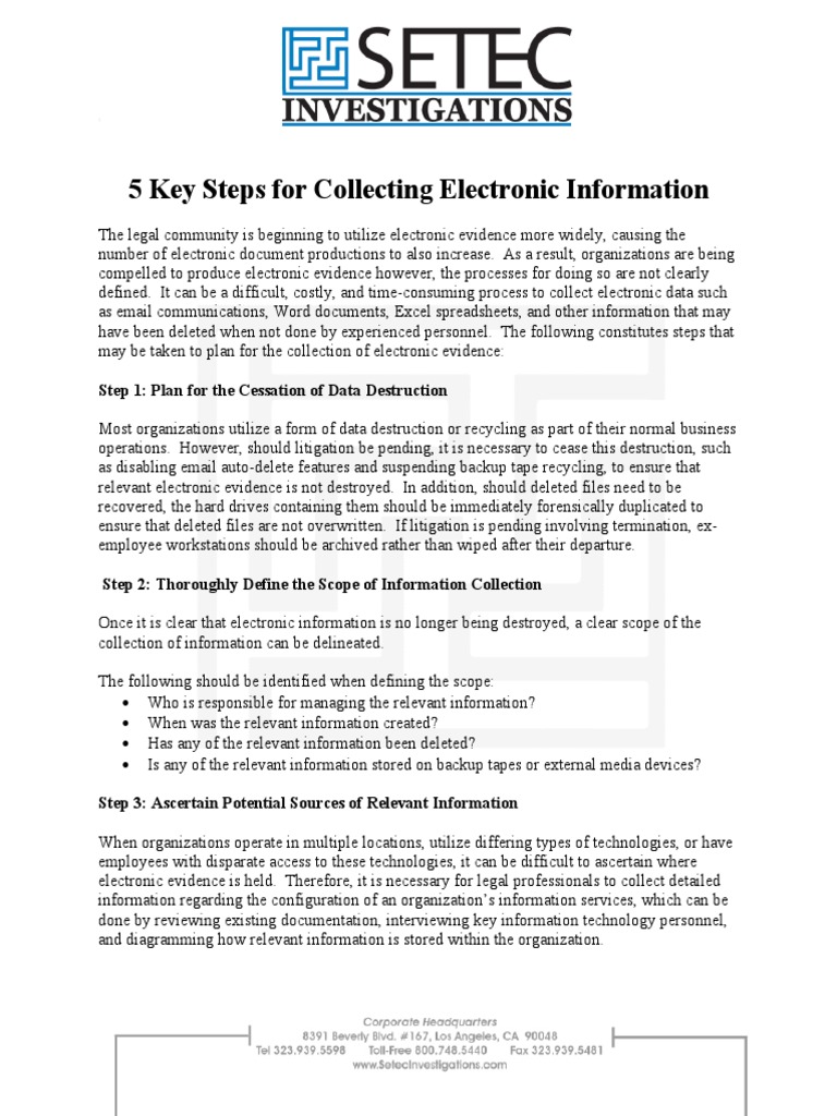 Collecting Electronic Information | PDF | Computer File | Business ...