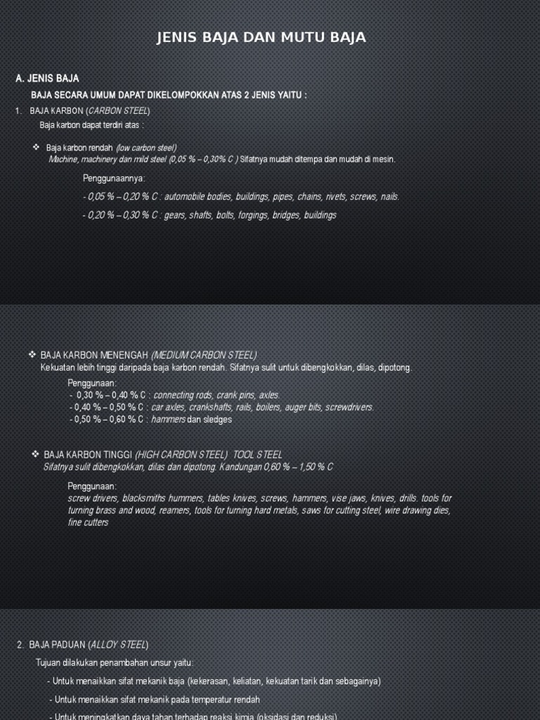 Jenis Baja Dan Mutu Baja | PDF
