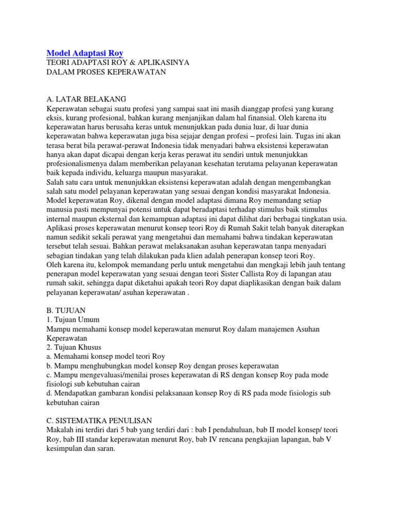 Model Adaptasi Roy | PDF
