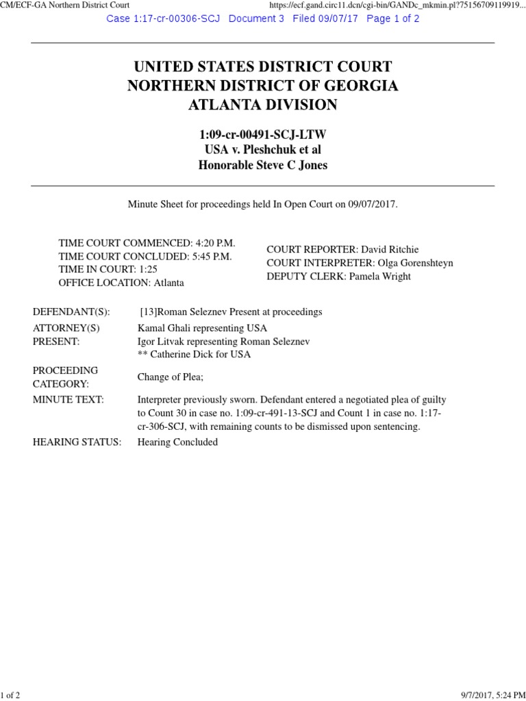 Roman Seleznev Plea Agreement | PDF | United States Federal Sentencing ...