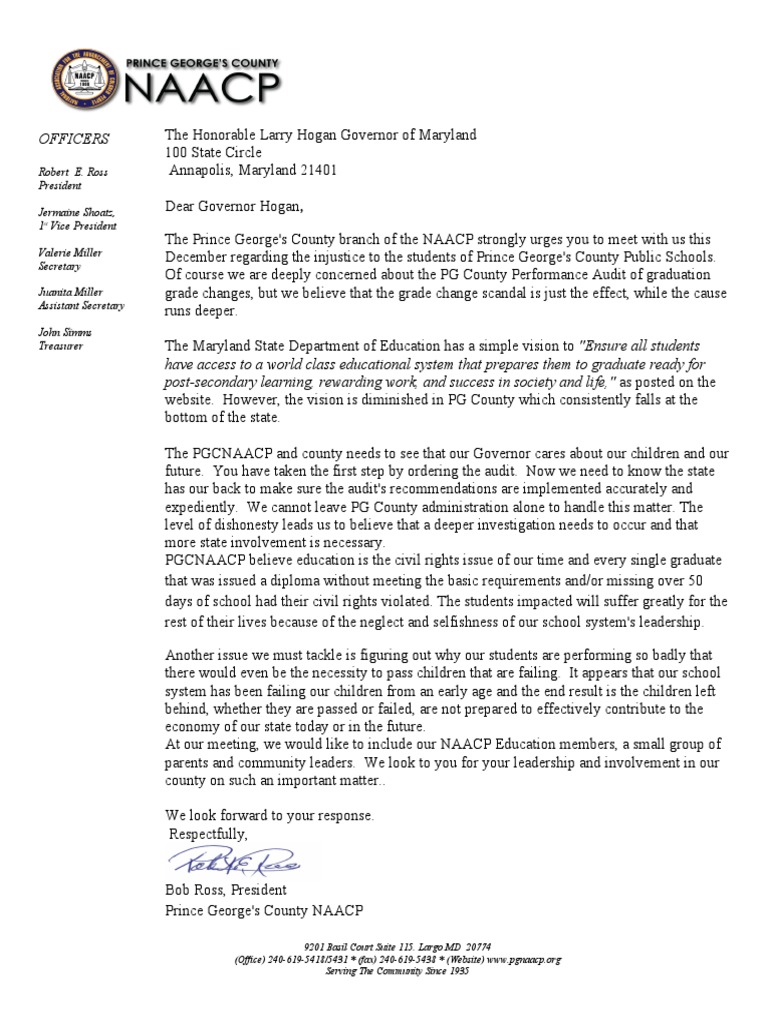 Prince George's County Naacp Letter To Gov. Hogan | Download Free PDF ...