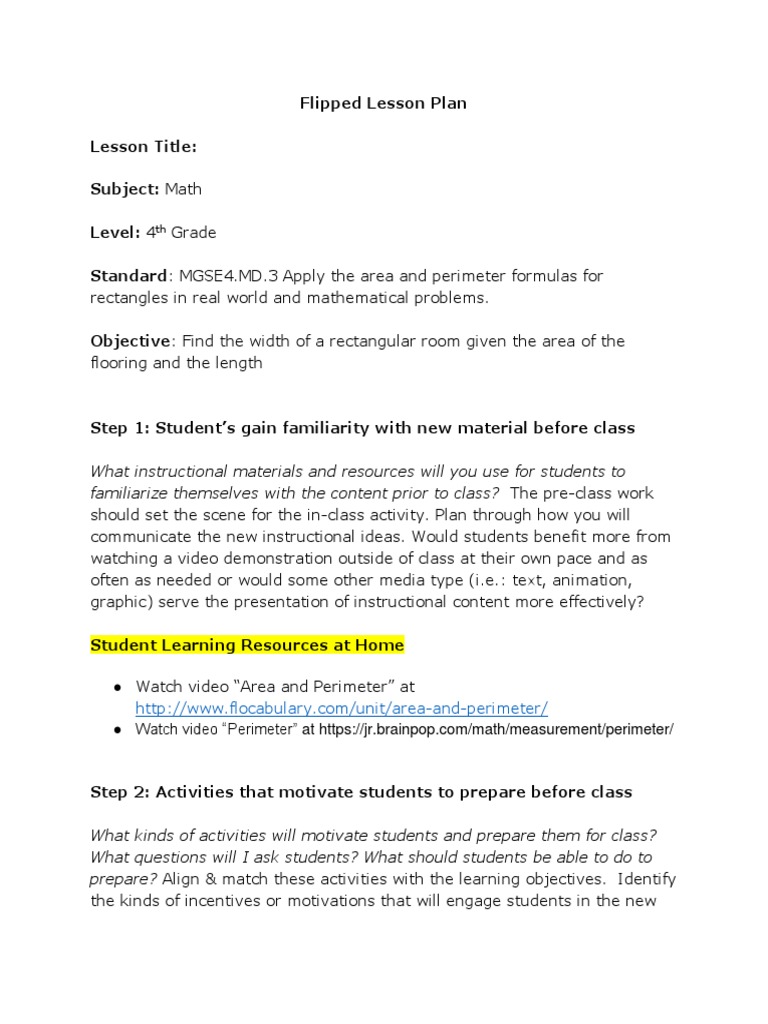 Flipped Lesson Plan | Download Free PDF | Lesson Plan | Education Theory