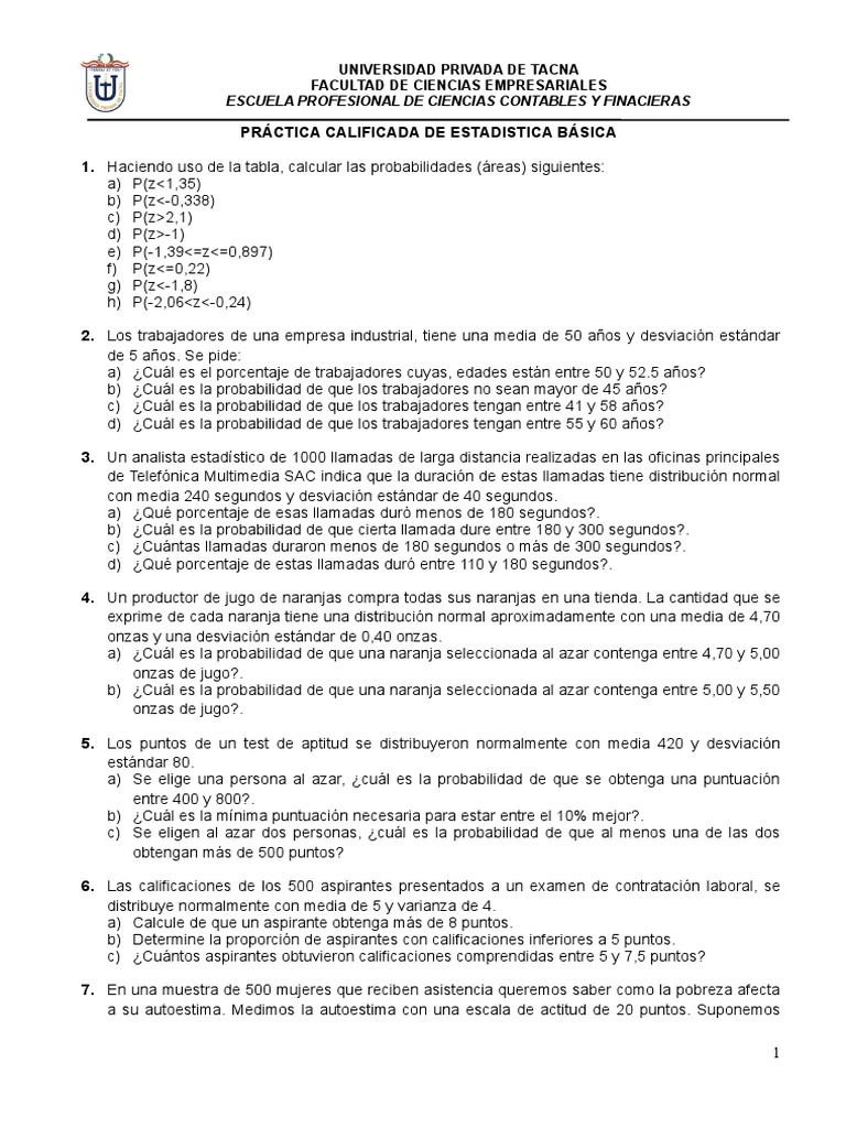Pract CalificadadistnormalEPCCF | PDF | Desviación Estándar | Probabilidad