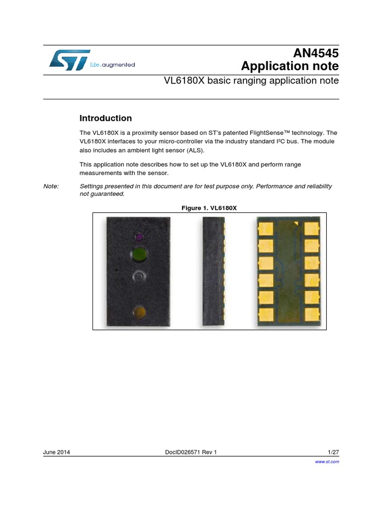 VL6180 ApplicationNote | PDF | Intellectual Property | Signal To Noise Ratio