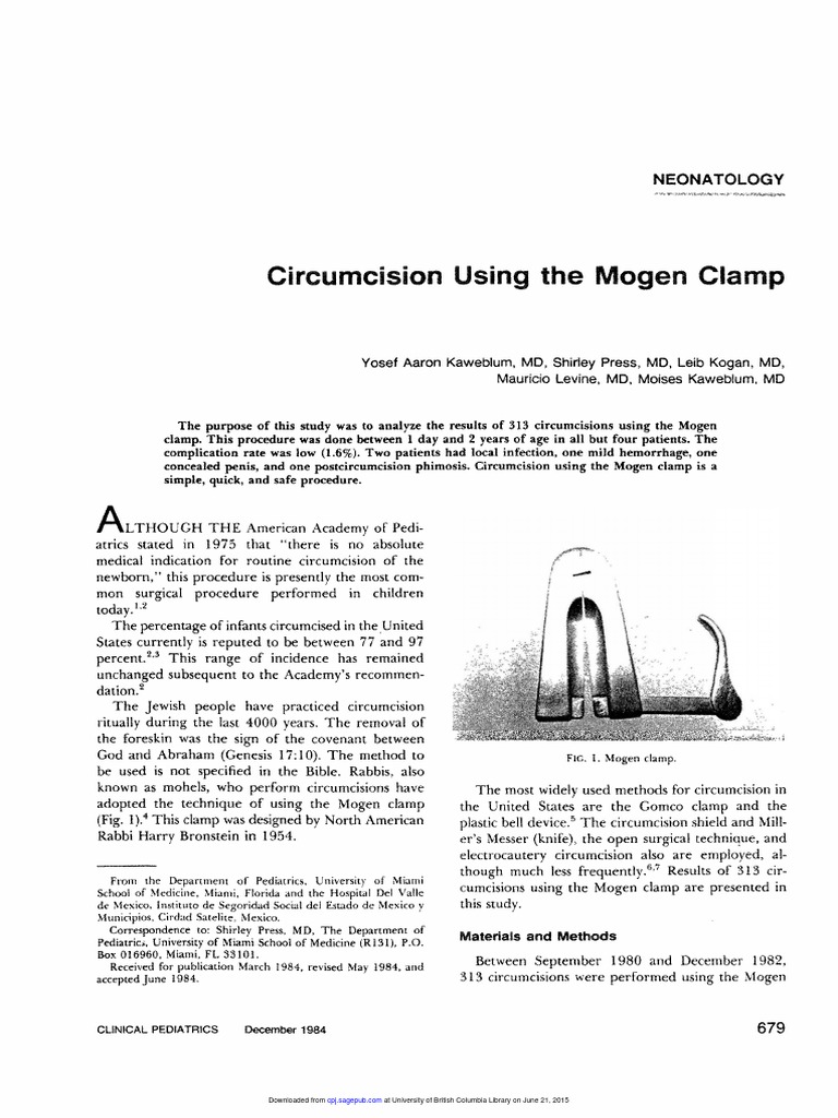 Circumcision Using The Mogen Clamp | PDF | Circumcision | Urology