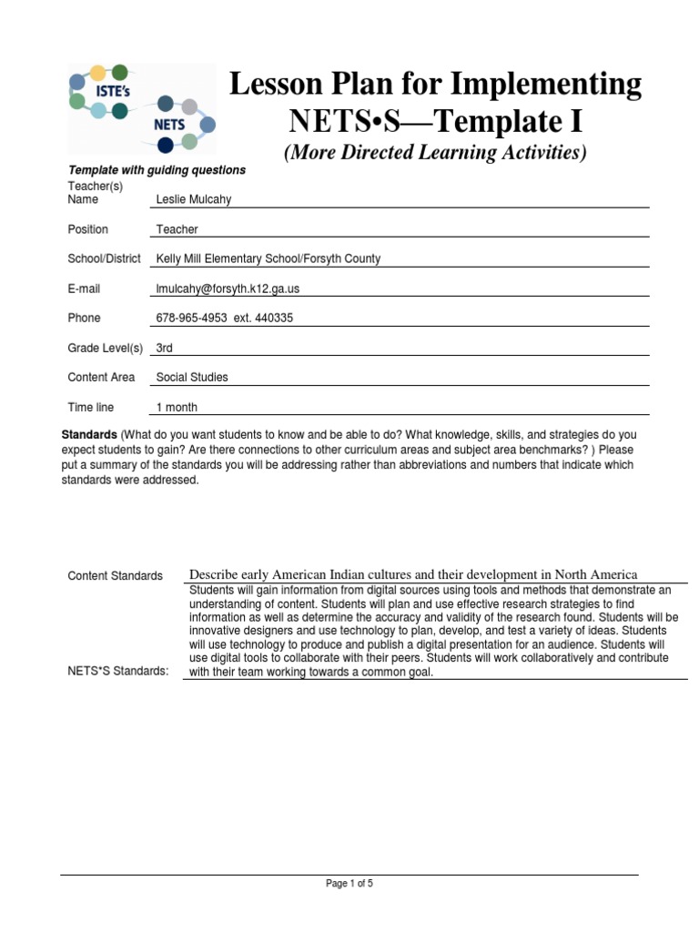 Mulcahy Lessonplan-Iste Itec 7430 | PDF | Collaboration | Special Education