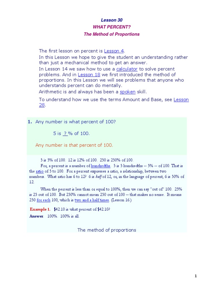 Percents Are Ratios - 6 | PDF | Ratio | Percentage