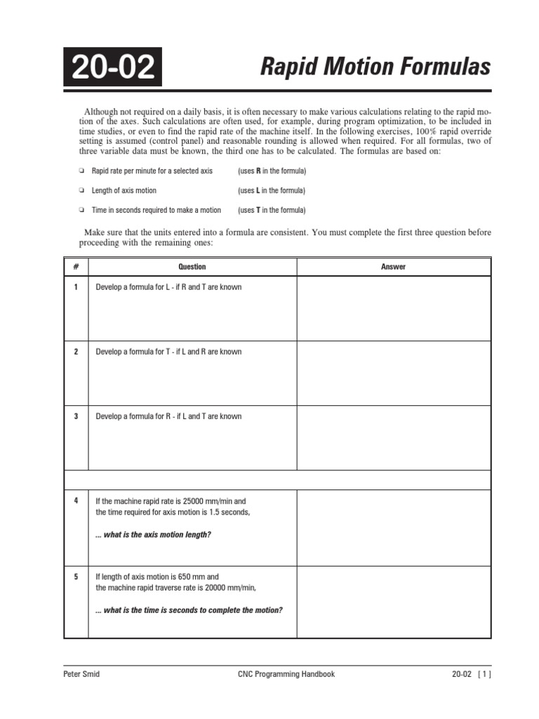 Rapid Motion Calculation Formulas | PDF | Cartesian Coordinate System ...