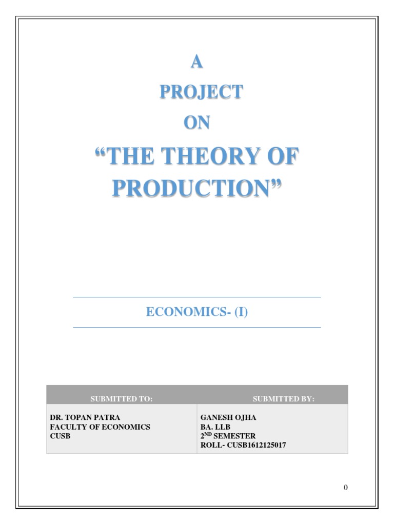 Economics Project | PDF | Production Function | Factors Of Production