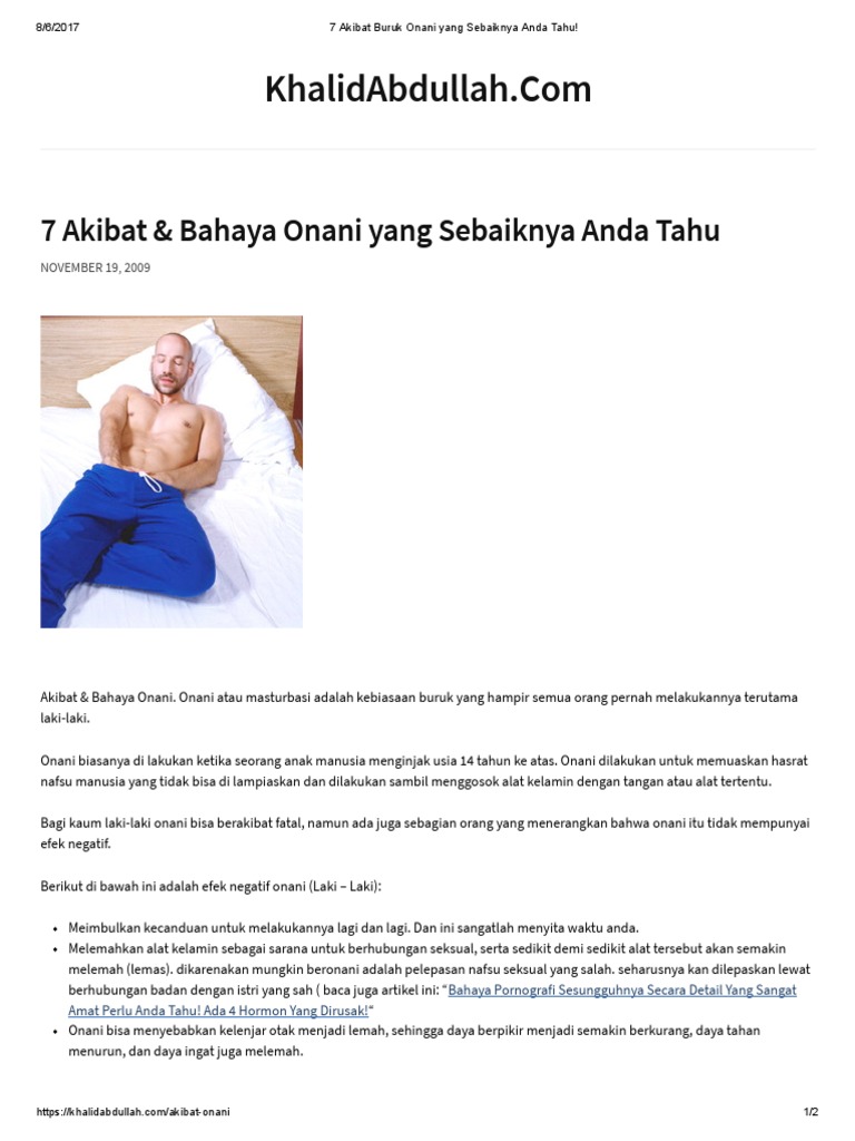 7 Akibat Buruk Onani Yang Sebaiknya Anda Tahu! | PDF