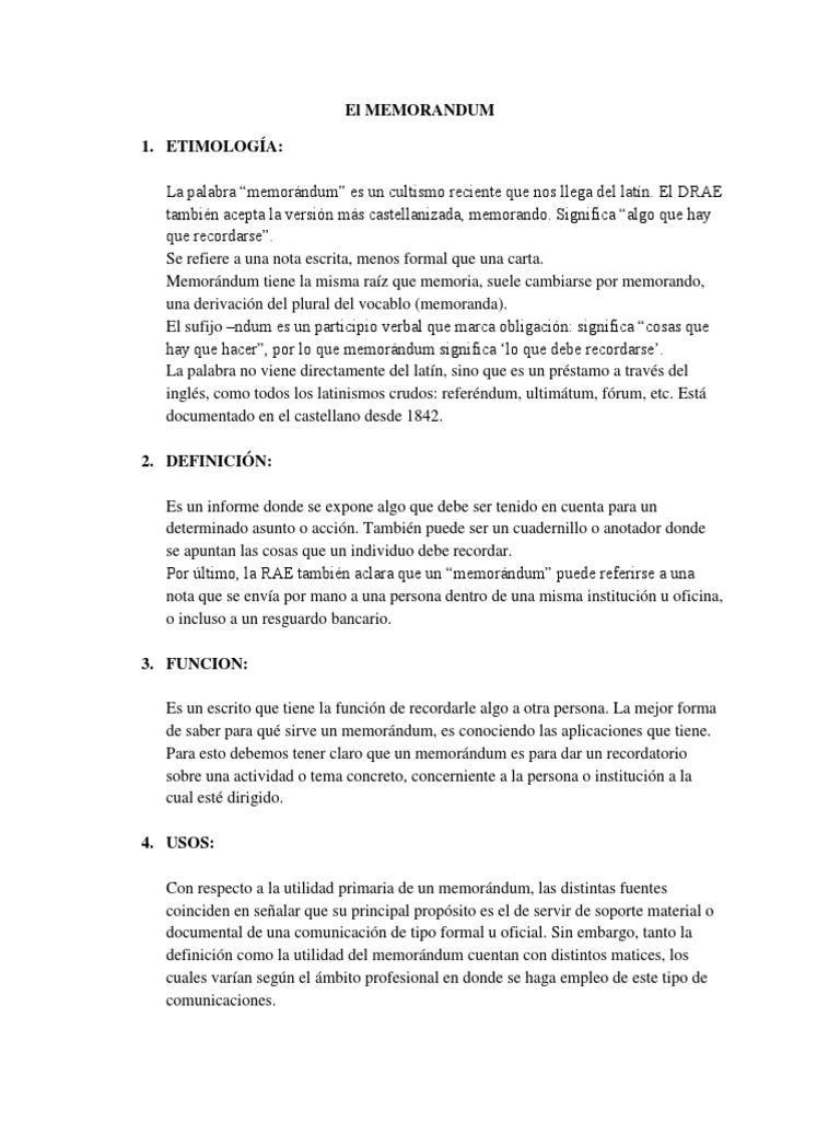 El Memorandum | PDF | Lengua española | Comunicación