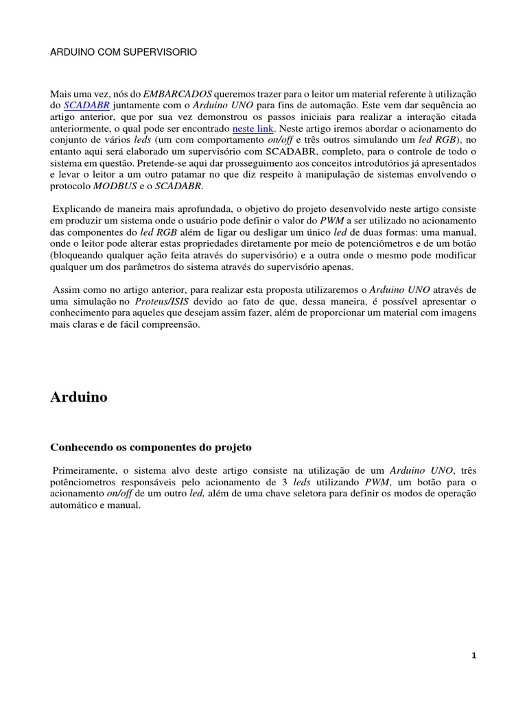 Arduino Com Supervisório | Download grátis PDF | Diodo emissor de luz ...