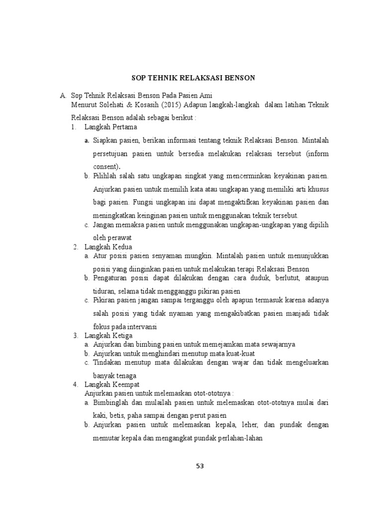 SOP Terapi Relaksasi Benson | PDF