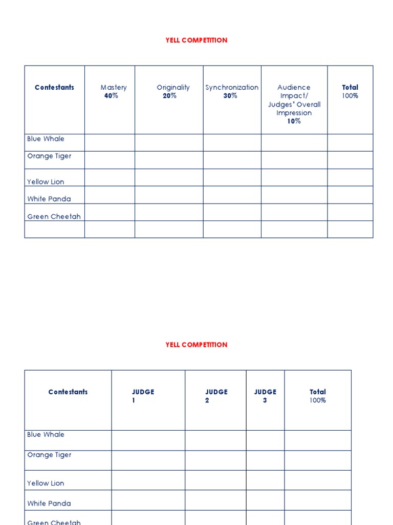 Yell Competition Judging Criteria | PDF