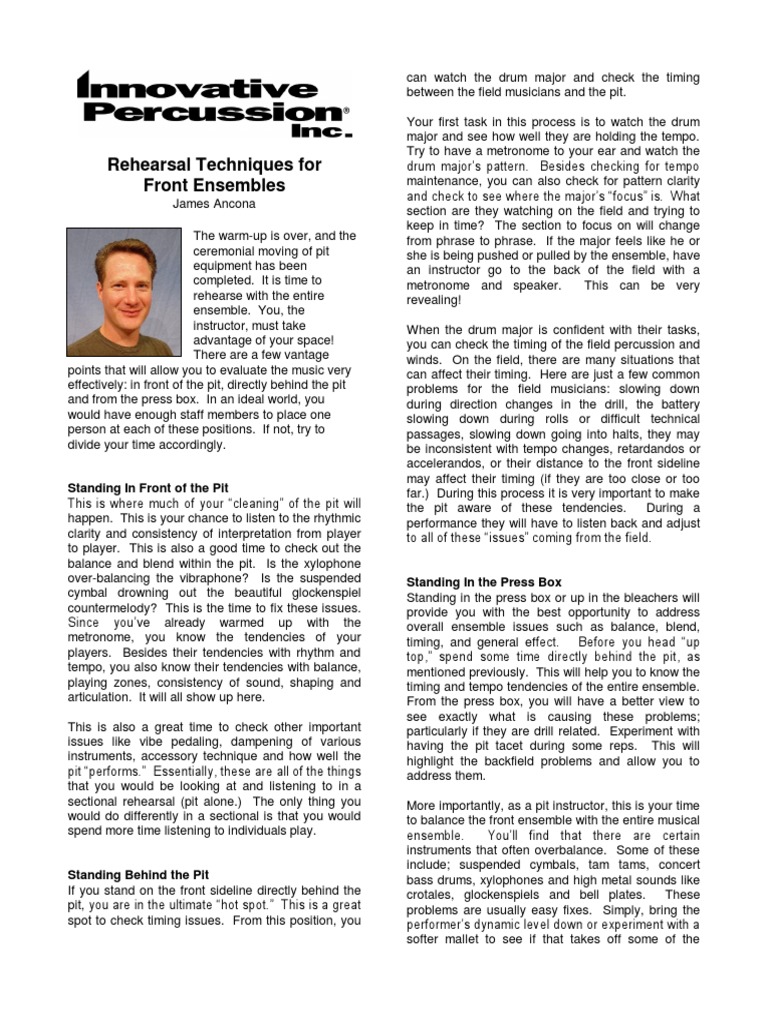 Rehearsal Techniques For Front Ensembles: Standing in Front of The Pit ...