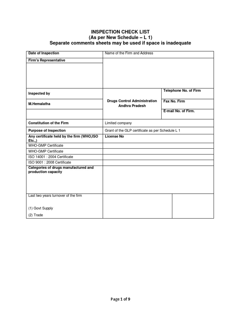 Schedule L 1 - Final PDF | Download Free PDF | Calibration | Audit