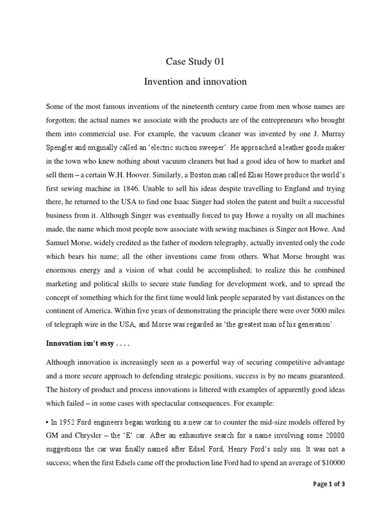 Case Study 01: Invention, Innovation Failures | PDF | Telegraphy ...