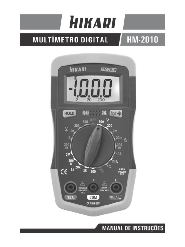 Hikari 20170626171008-21n136-Manual-Multimetro-Digital-Hm-2010 PDF | PDF | Rede elétrica | Diodo