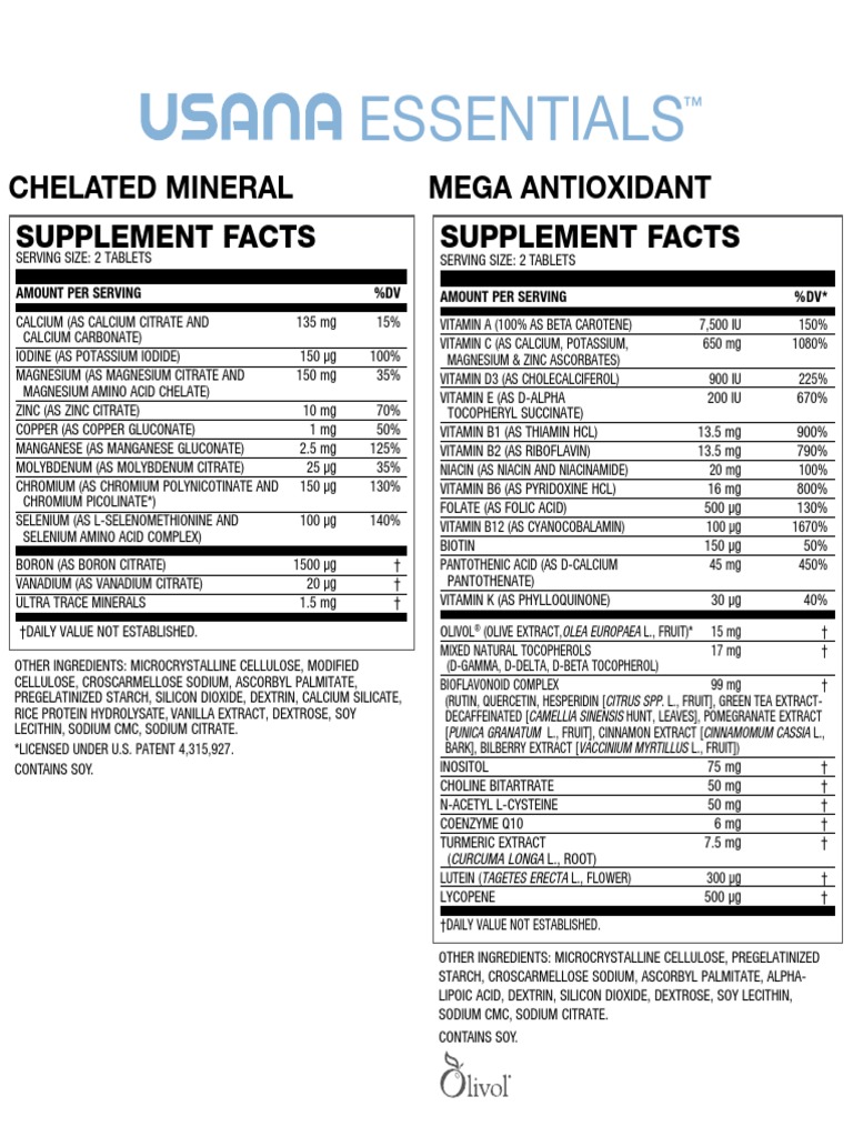SupFact 101 US Essentials | PDF | Vitamin | Dietary Supplements