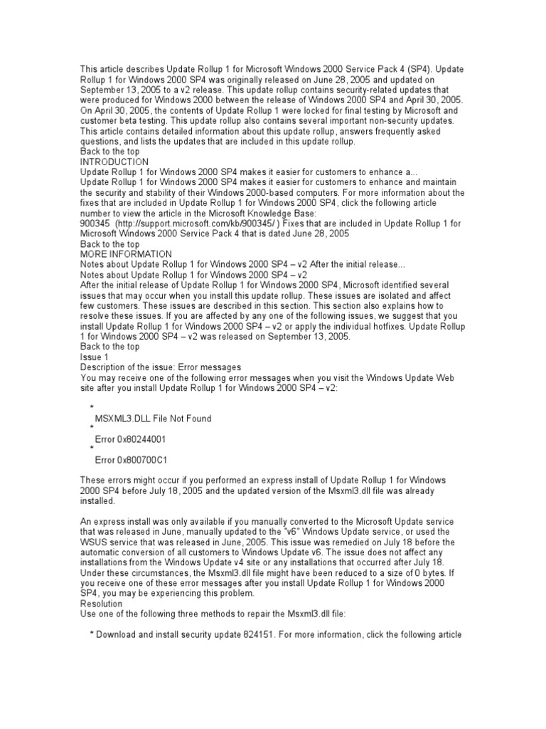 Wn2KSP4 UR1 | PDF | Windows 2000 | Microsoft Windows