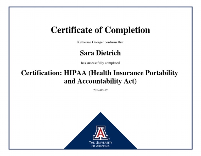Hippa Certification | PDF