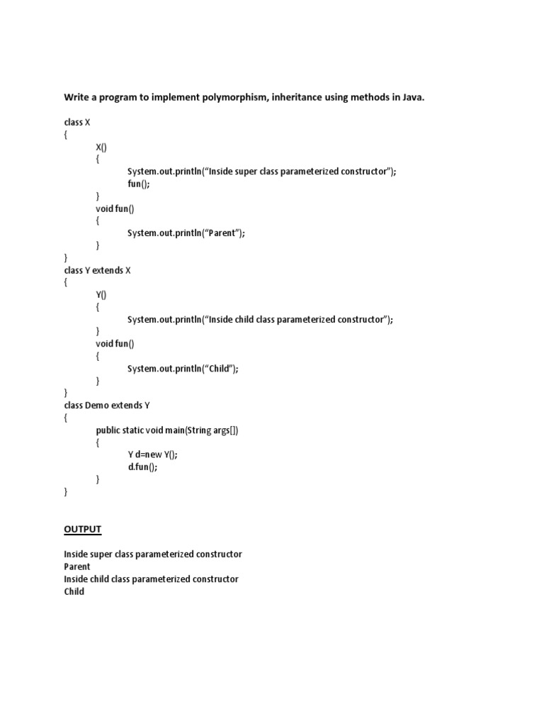 Java Code Samples | PDF | Java (Programming Language) | Inheritance (Object Oriented Programming)