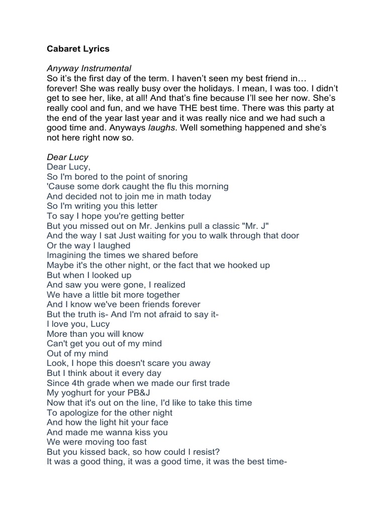 Cabaret Script | PDF