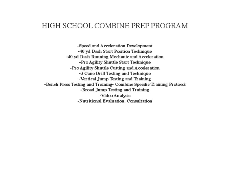 High School Combine Prep Program | PDF