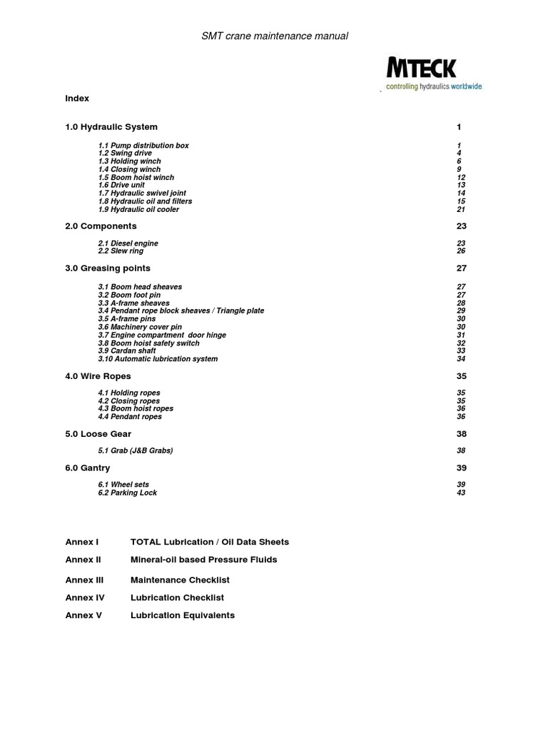 SMT Crane Maintenance Manual | PDF | Motor Oil | Crane (Machine)