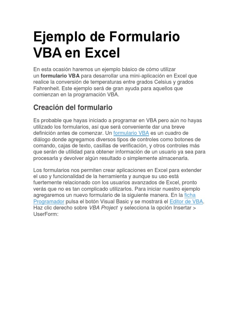 Ejemplo de Formulario VBA en Excel | PDF | Microsoft Excel | Ventana (informática)