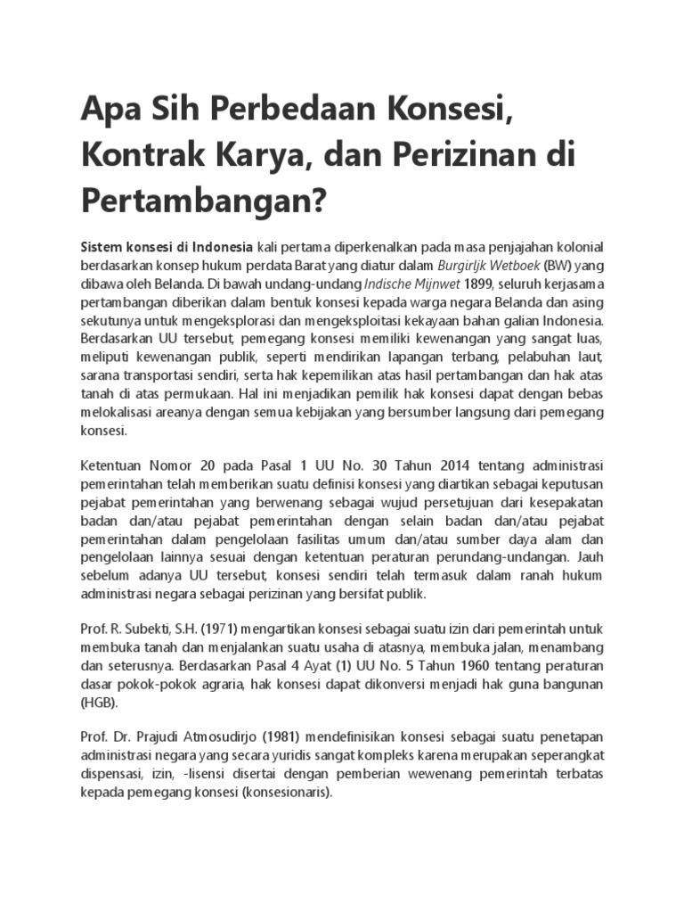Apa Sih Perbedaan Konsesi | PDF
